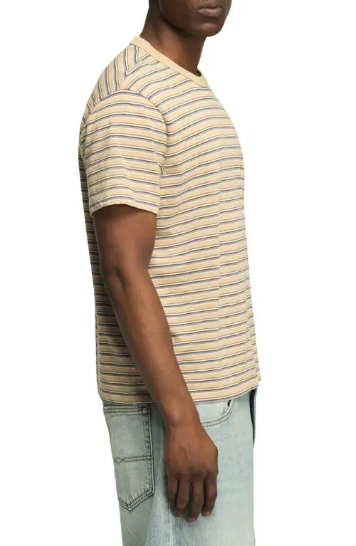 Lucky Brand Weekend Relaxed Stripe Cotton T-shirt - Khaki Multi