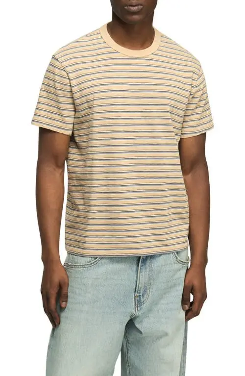 Lucky Brand Weekend Relaxed Stripe Cotton T-shirt - Khaki Multi