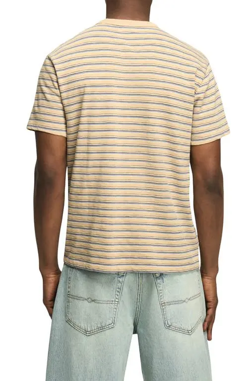Lucky Brand Weekend Relaxed Stripe Cotton T-shirt - Khaki Multi