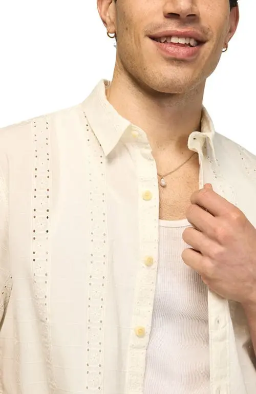 Lucky Brand San Gabriel Short Sleeve Cotton Eyelet Button-up Shirt