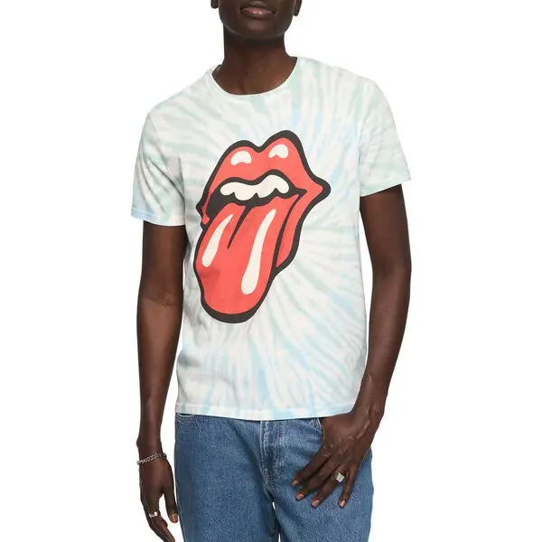 Lucky Brand Rolling Stones Graphic Tie Dye Cotton T-shirt - Blue Multi