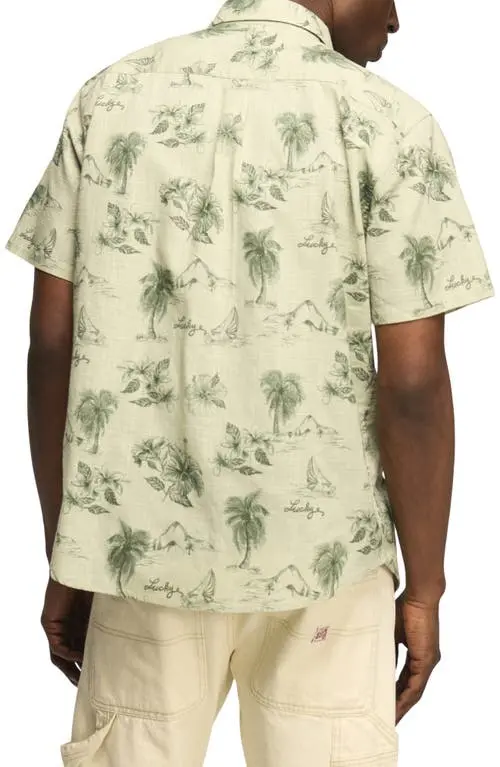 Lucky Brand San Gabriel Floral Short Sleeve Shirt - Green Print