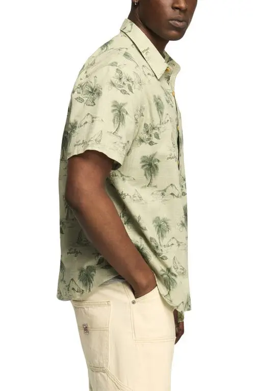 Lucky Brand San Gabriel Floral Short Sleeve Shirt - Green Print