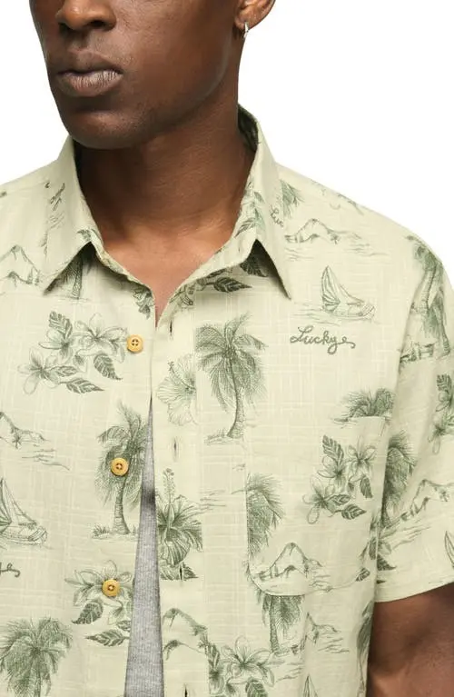 Lucky Brand San Gabriel Floral Short Sleeve Shirt - Green Print