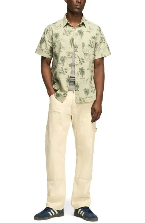 Lucky Brand San Gabriel Floral Short Sleeve Shirt - Green Print