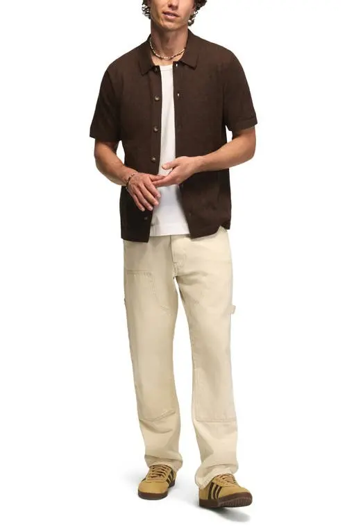 Lucky Brand Openwork Knit Cotton Button-up Shirt