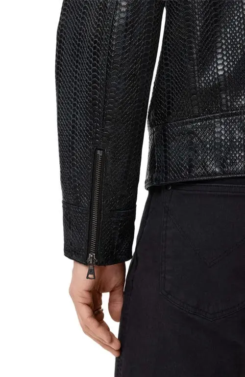 John Varvatos Benjamin Embossed Leather Jacket