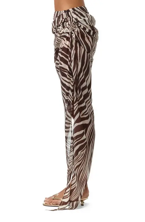 Naked Wardrobe Asymmetrical Zebra Print Chiffon Skirt