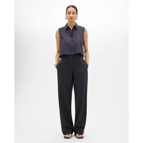 Another Tomorrow Cropped Sleeveless Shirt - Midnight