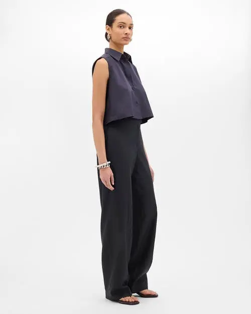 Another Tomorrow Cropped Sleeveless Shirt