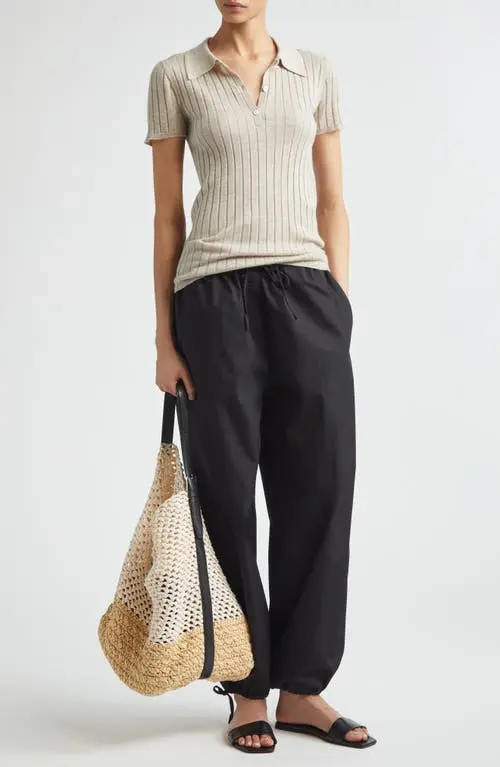 TOTEME Cashmere & Silk Rib Polo - Oat Melange