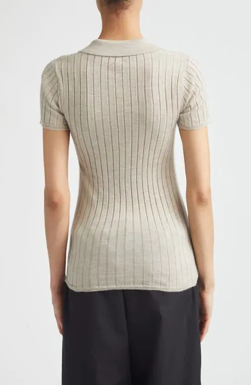 TOTEME Cashmere & Silk Rib Polo - Oat Melange