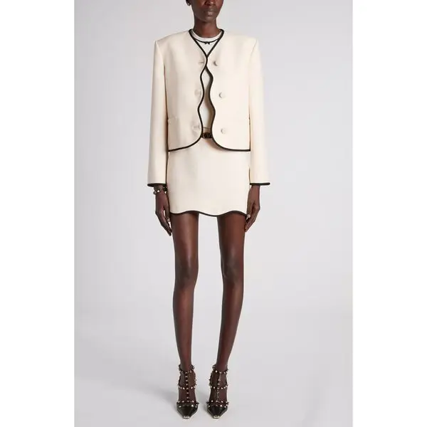 Valentino Garavani Crepe Couture Wool & Silk Jacket - Vanilla