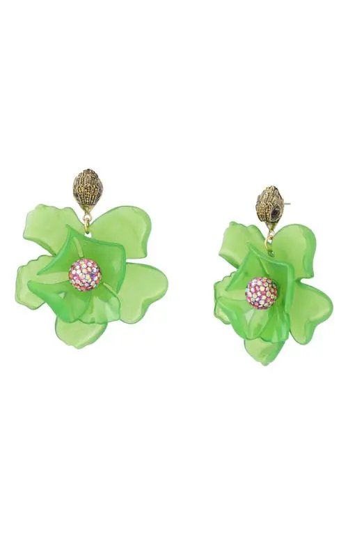 Kurt Geiger Eagle Resin Flower Statement Drop Earrings - Green