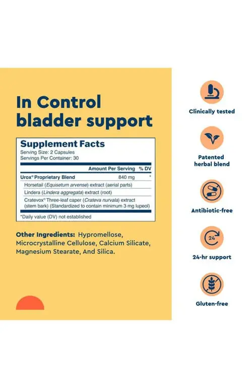 UQORA In Control Bladder Support Daily Bladder Care & Support For Urinary Comfort Made With Botanicals