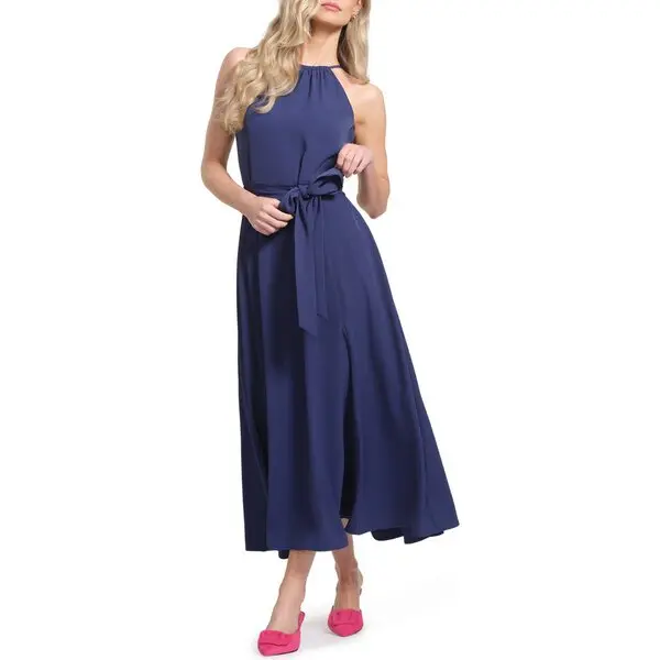 ISAAC MIZRAHI NEW YORK Sash Tie Dress - Navy