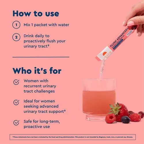UQORA Flush Urinary Tract Supplement With Cranberry, D-mannose, Vitamin C