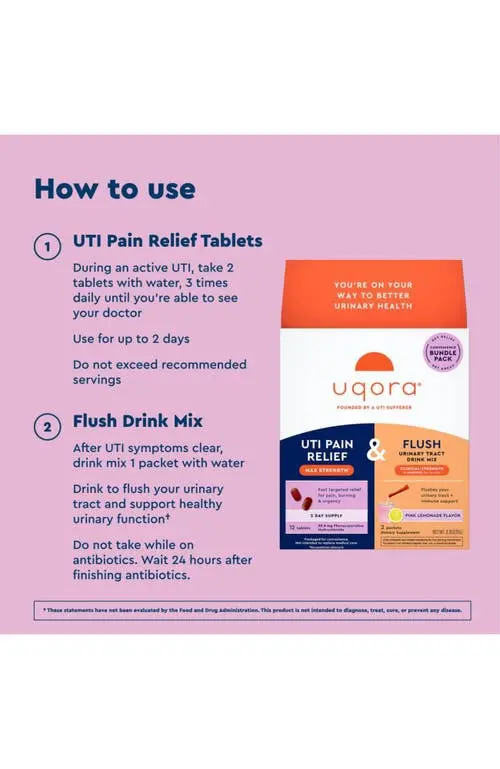 UQORA Uti Pain Relief And Urinary Tract Supplement Drink Mix Bundle