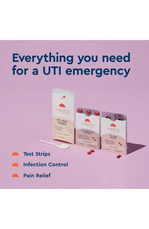 UQORA Uti Test Strip Kit With 12 Uti Pain Relief Tablets And 12 Urinary Tract Support Tablets