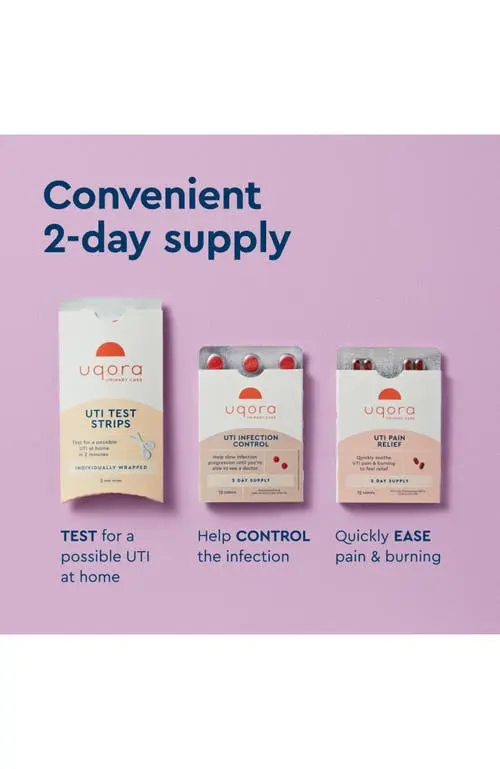 UQORA Uti Test Strip Kit With 12 Uti Pain Relief Tablets And 12 Urinary Tract Support Tablets