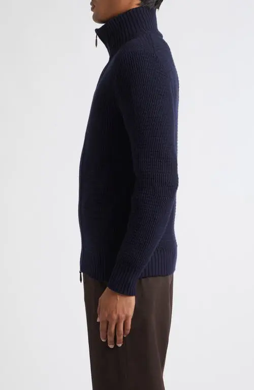 Isaia Wool Zip-up Bomber Cardigan