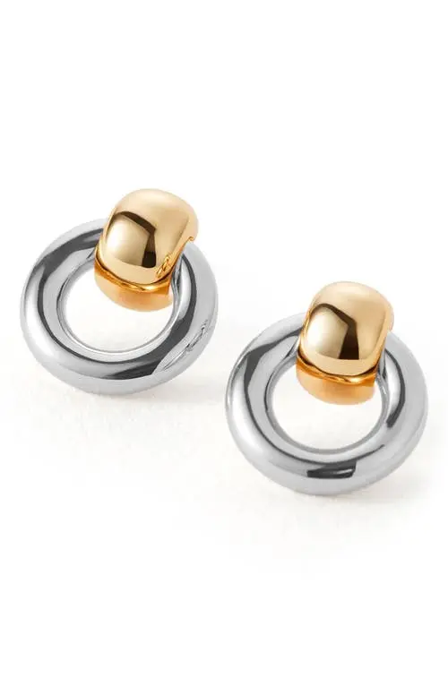 Jenny Bird Faye Mini Puffy Door Knocker Earrings - Two-tone