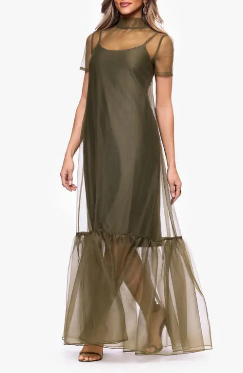 XSCAPE EVENINGS Organza Overlay Gown