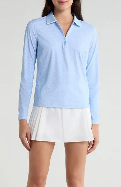 G/fore Geo 2 Silky Tech Long Sleeve Polo - Sky/snow