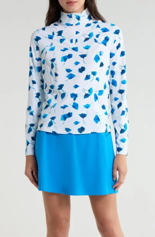 G/fore Floral Silky Tech Quarter Zip Pullover - Snow