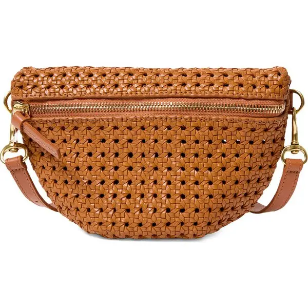 Clare V. Petite Woven Leather Belt Bag - Tan