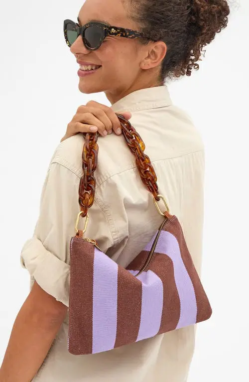Clare V. Flat Stripe Canvas Clutch