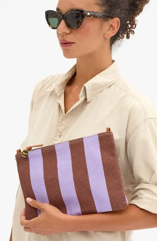 Clare V. Flat Stripe Canvas Clutch
