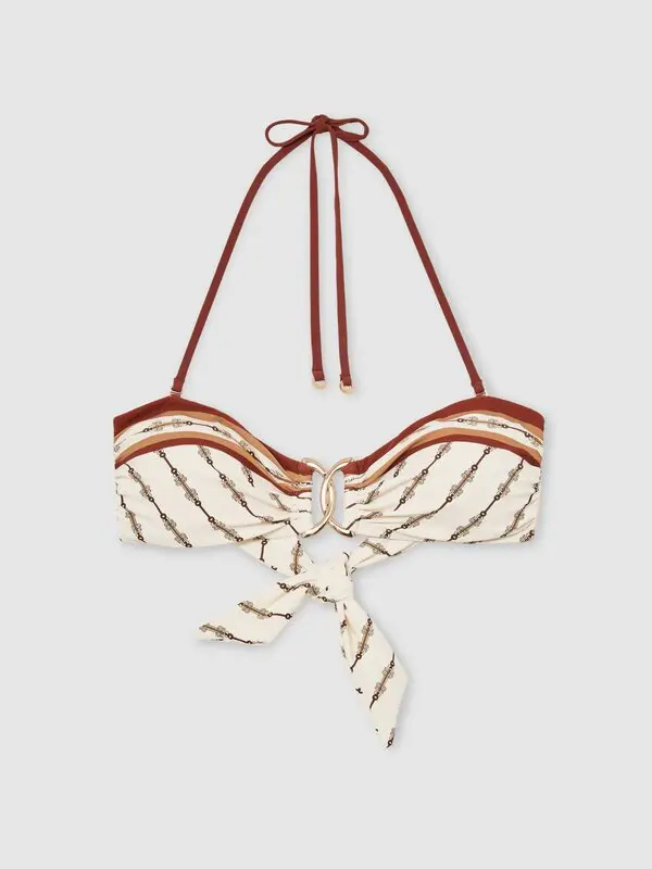 REISS Johannah Chain-print Bandeau Halterneck Bikini Top