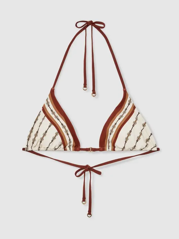 REISS Tina Chain-print Triangle Bikini Top
