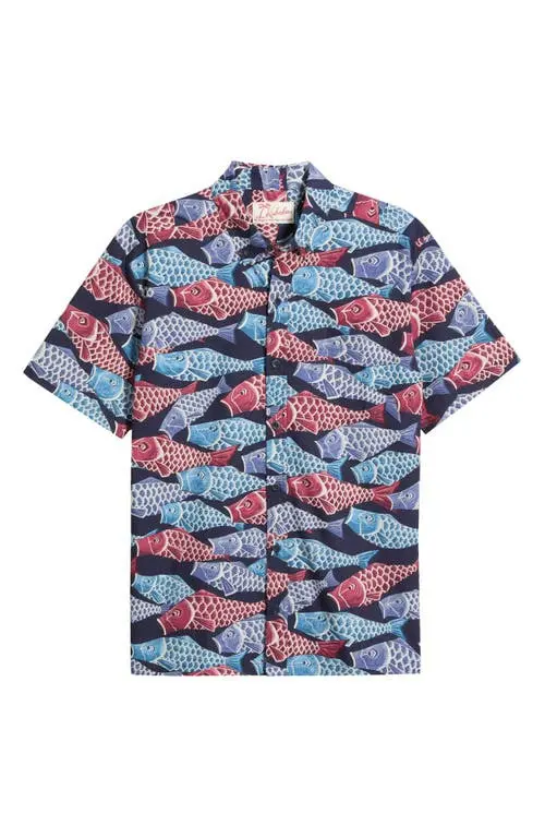 KAHALA Upstream Short Sleeve Cotton Button-down Shirt - Midnight