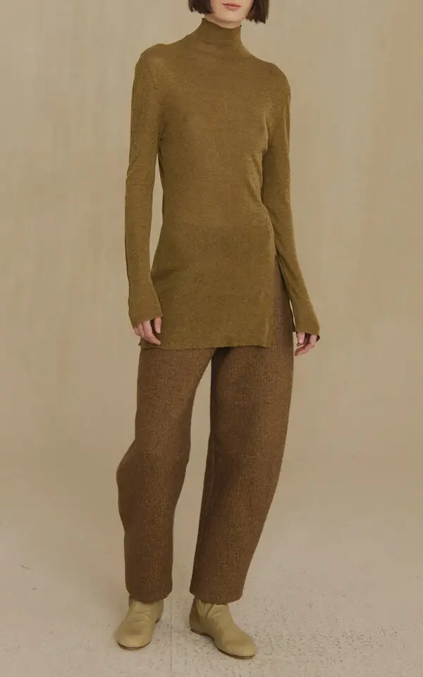 CORTANA Undo Wool-cotton Straight Leg Pants