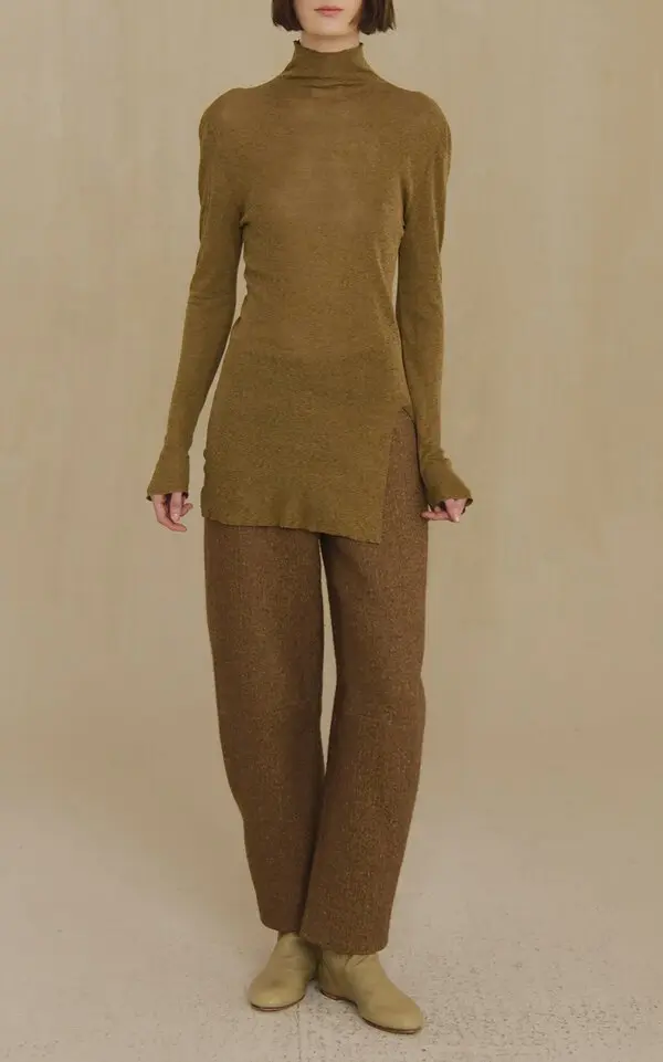 CORTANA Undo Wool-cotton Straight Leg Pants