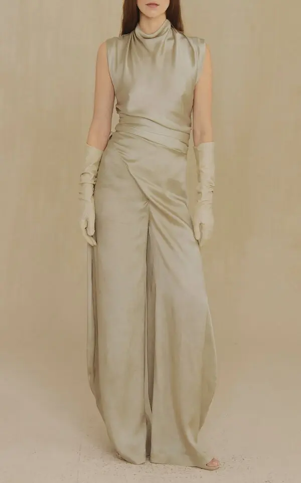 CORTANA Ocaso Satin Wrap Pants - Off-white