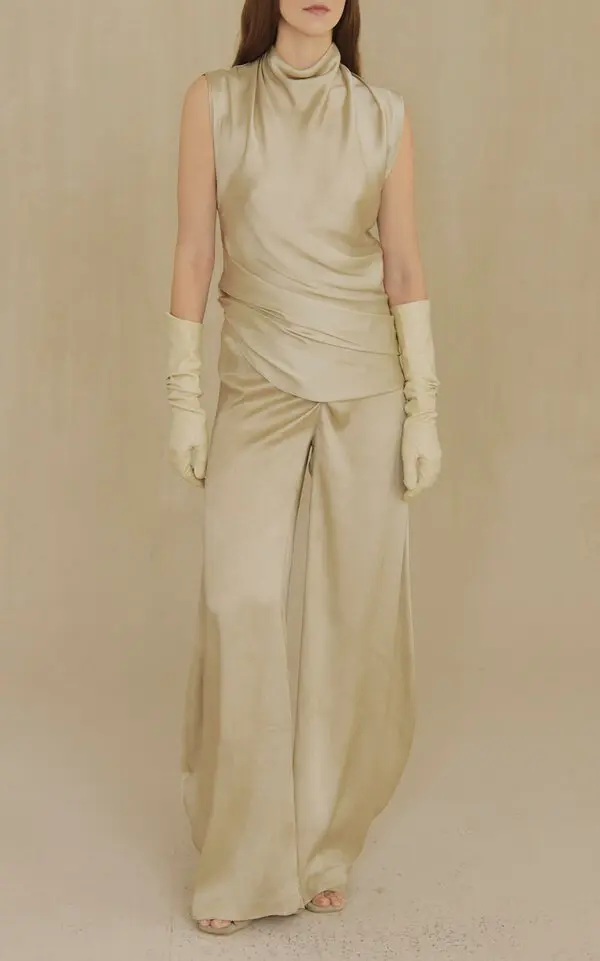 CORTANA Ocaso Satin Wrap Pants - Off-white