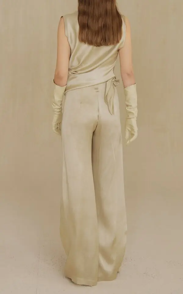 CORTANA Ocaso Satin Wrap Pants - Off-white