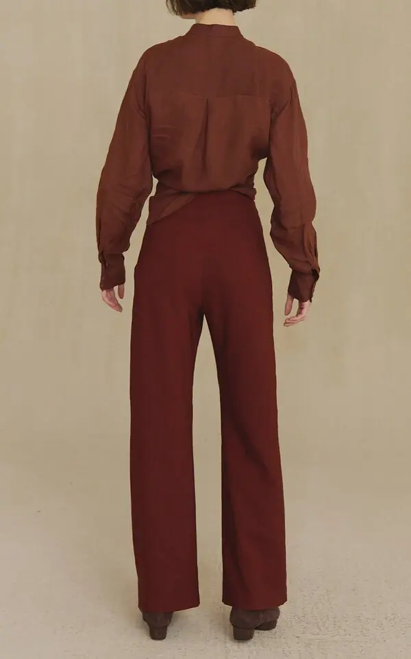 CORTANA Margot Linen-wool Straight-leg Pants