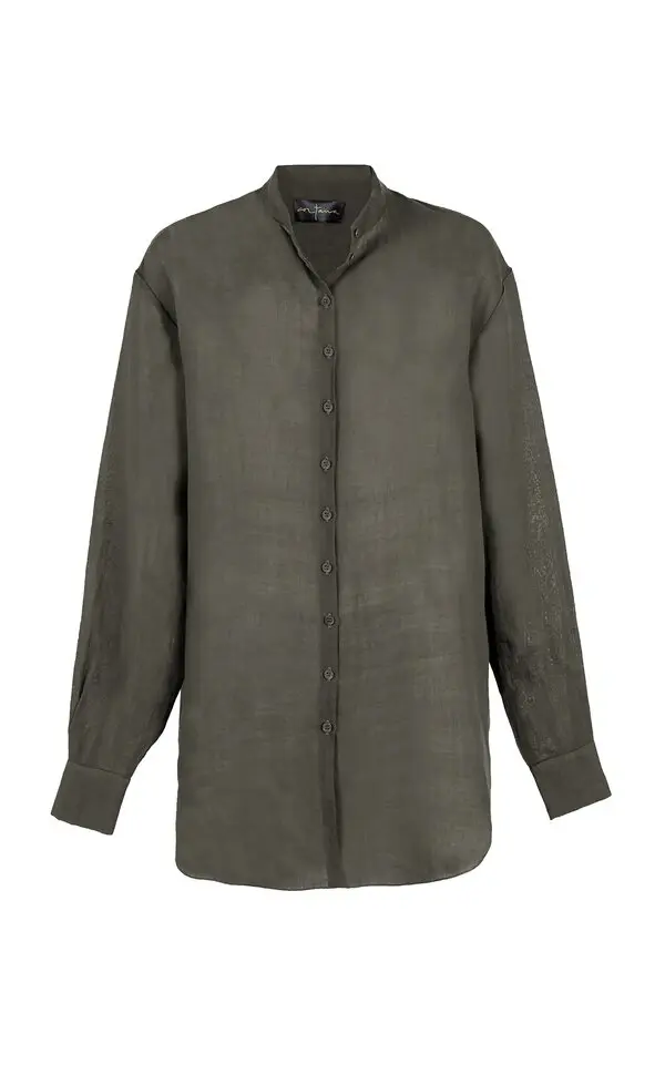 CORTANA Raoul Ramie Top - Green