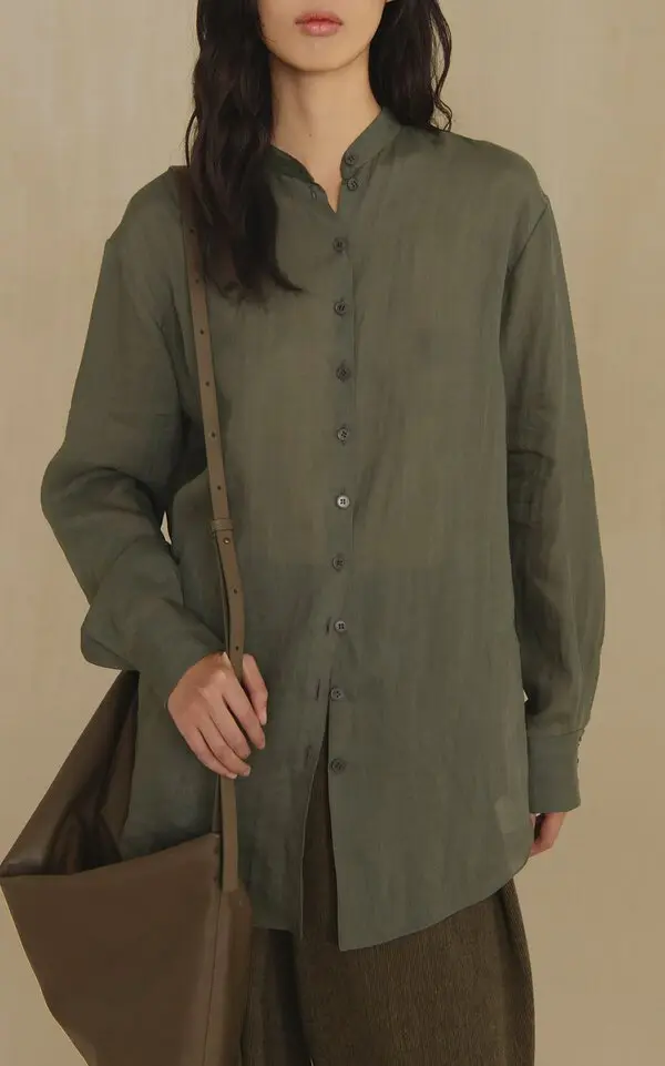 CORTANA Raoul Ramie Top - Green