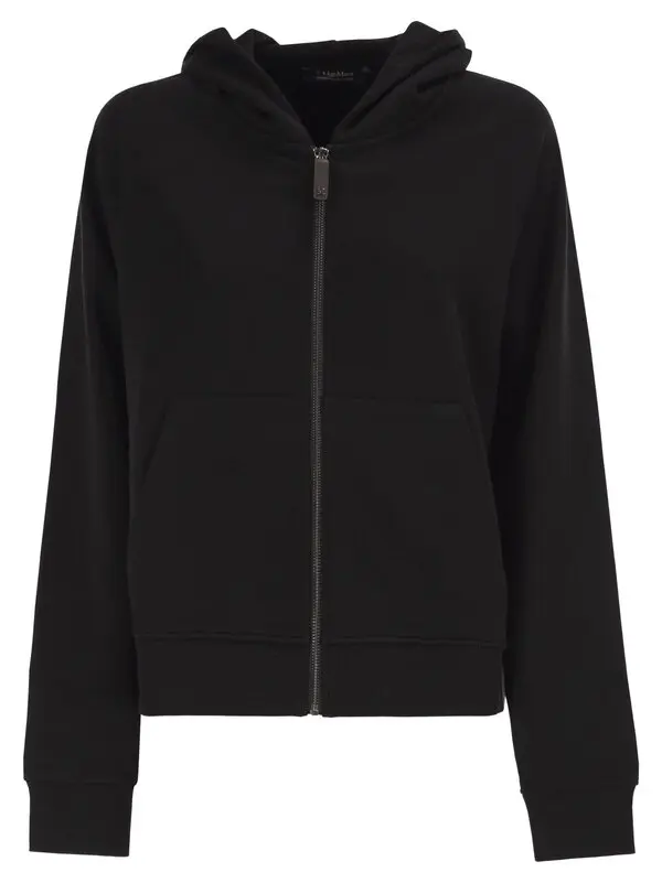 Max Mara Zip-up Hooded Jersey Sweatshirt - Black