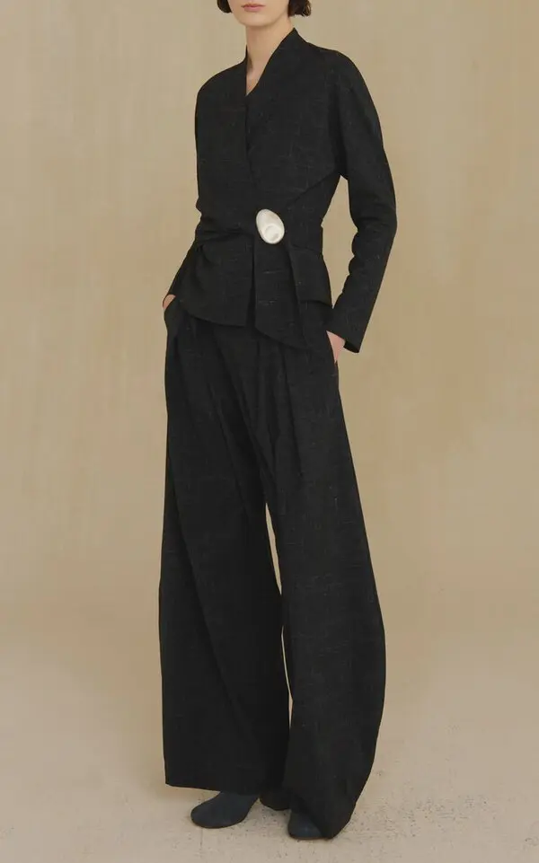 CORTANA Tiempo Wool-silk Wide Leg Pants