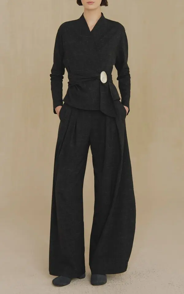 CORTANA Tiempo Wool-silk Wide Leg Pants