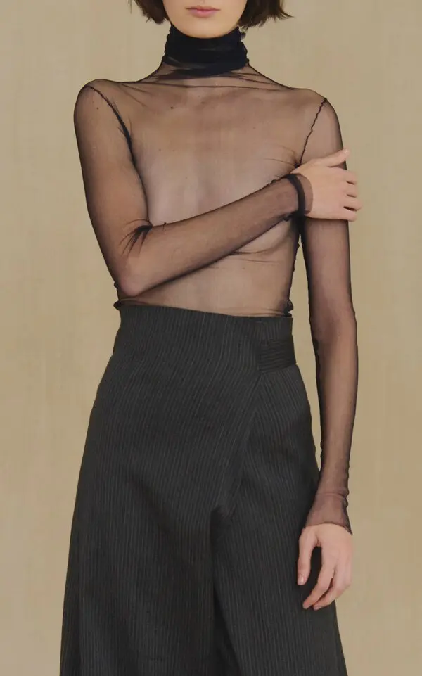 CORTANA Cisne Tulle Silk Top - Blue