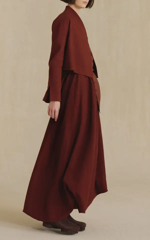 CORTANA Margot Linen-wool Maxi Skirt