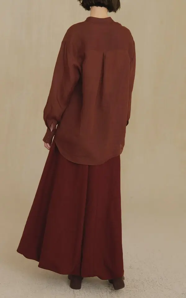 CORTANA Margot Linen-wool Maxi Skirt