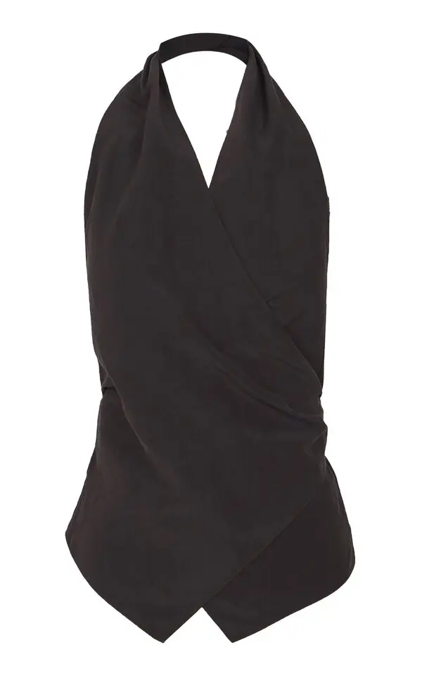 CORTANA Sofia Linen-silk Top - Brown